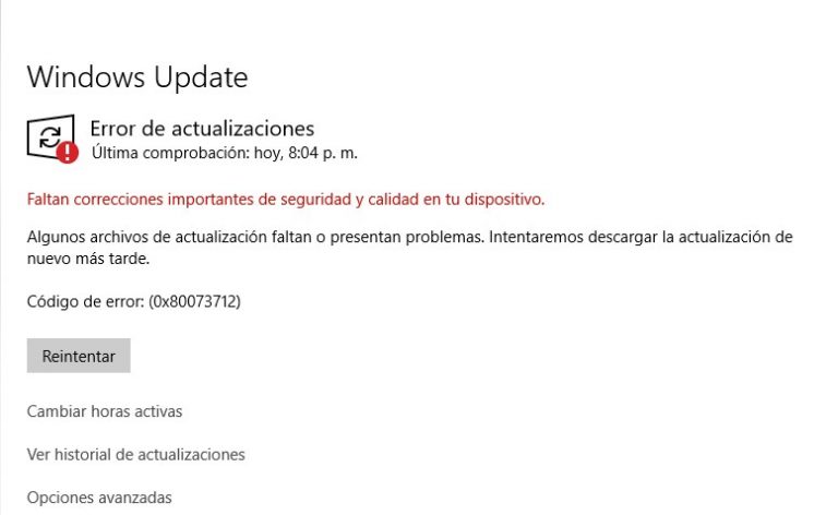 Error 0x80073712 de Windows Update: 4 formas de repararlo - Tecnoguia