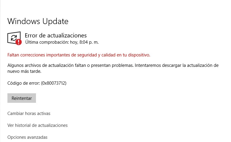 Error 0x80073712 de Windows Update: 4 formas de repararlo - Tecnoguia