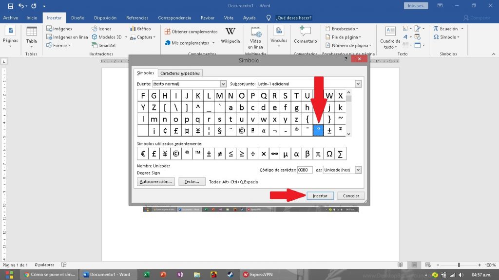 Insertar el símbolo del grado en Microsoft Word - Tecnoguia