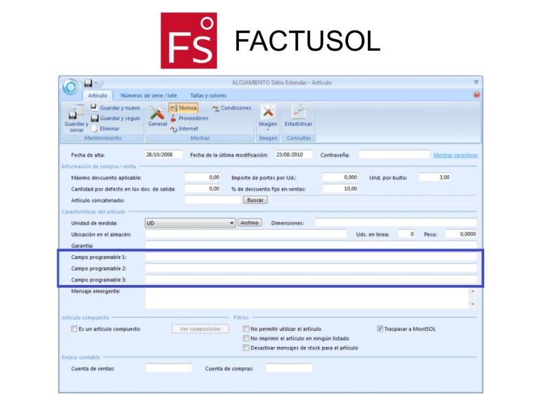 Campo programable en Factusol - Guía paso a paso en 2025