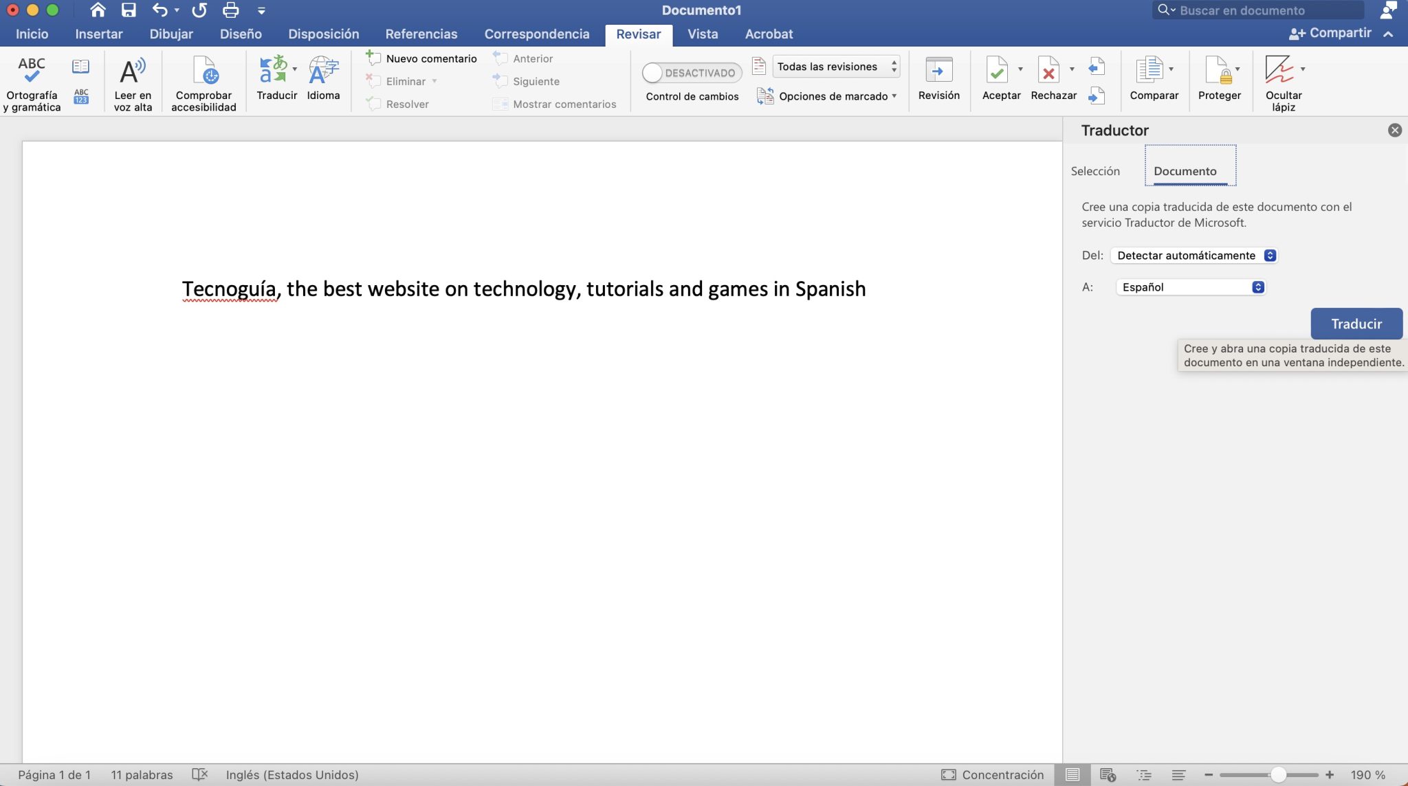 Cómo traducir un texto o documento en Word - Tecnoguia